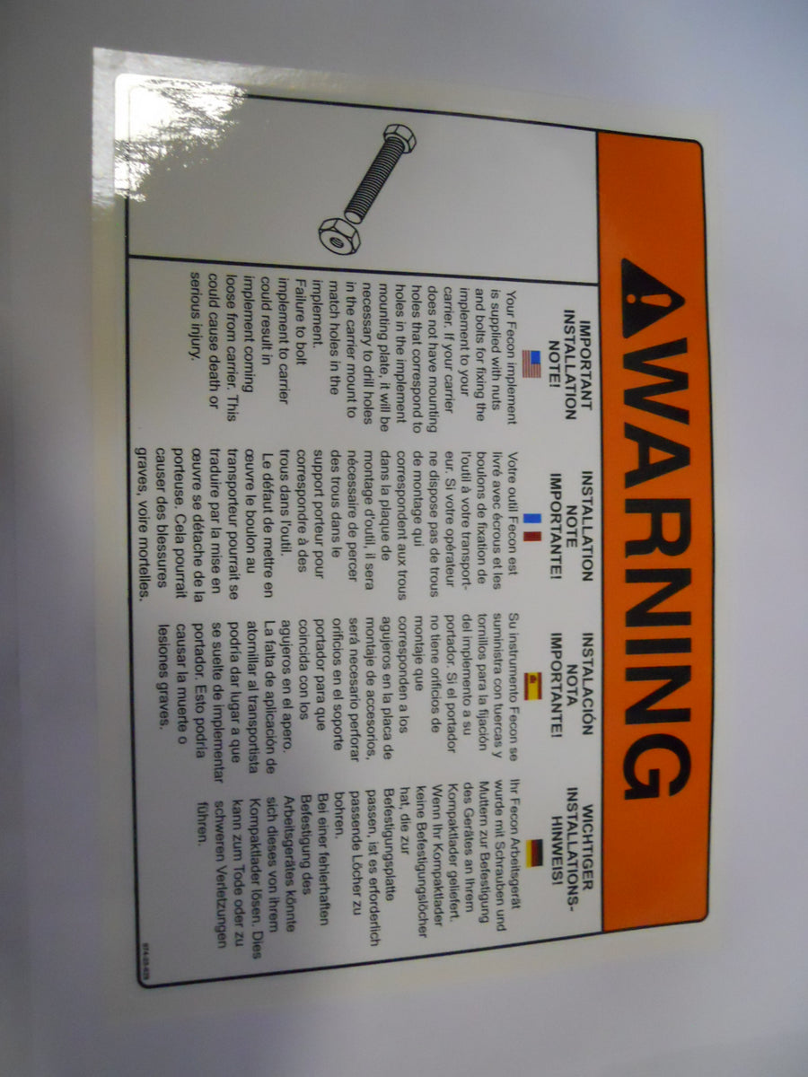 DECAL IMPLEMENT BOLTING ISO/CE – Shop Fecon