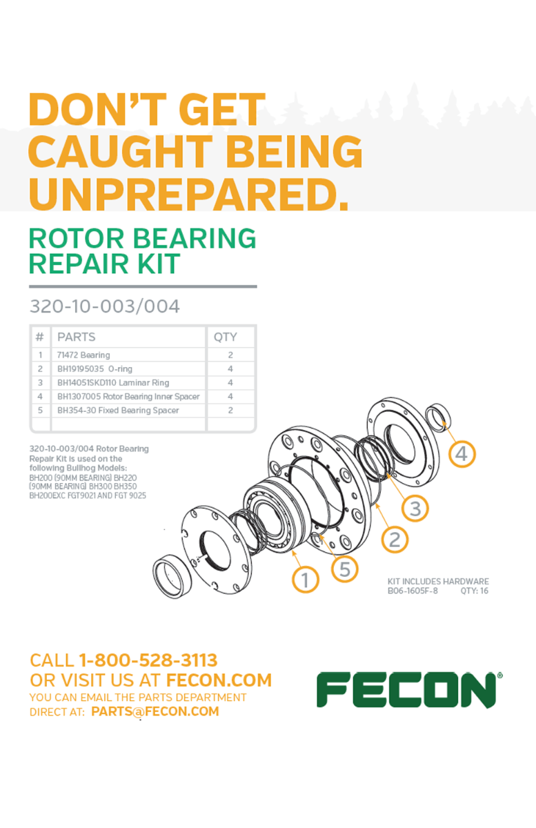 320-10-003/004 BEARING REBUILD KIT – Shop Fecon