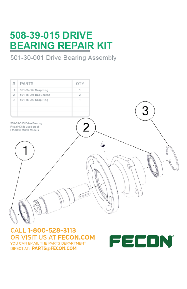 DRV BRG REPAIR KIT - 501-30-001 FMX36/50 – Shop Fecon